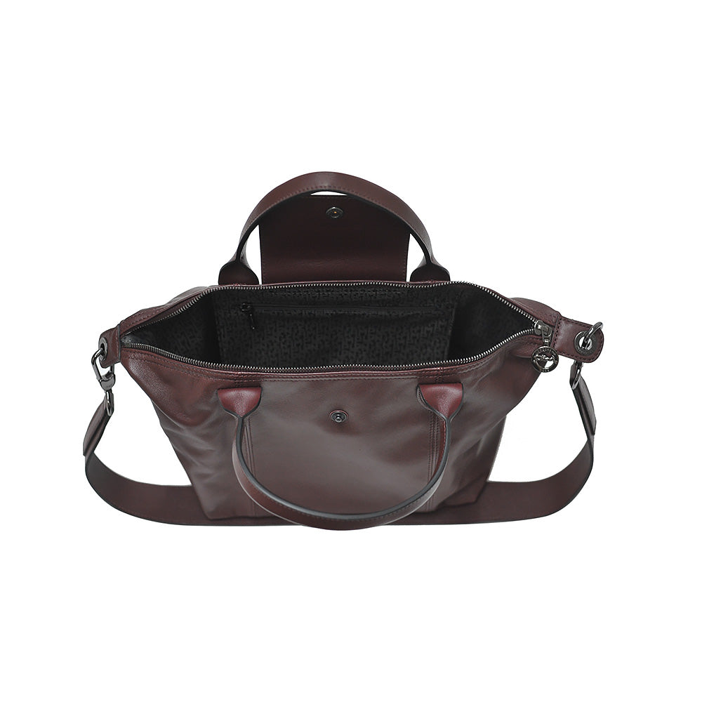 Longchamp Brandy Le Pliage Cuir Shopping Tote (Logo Strap) – www ...